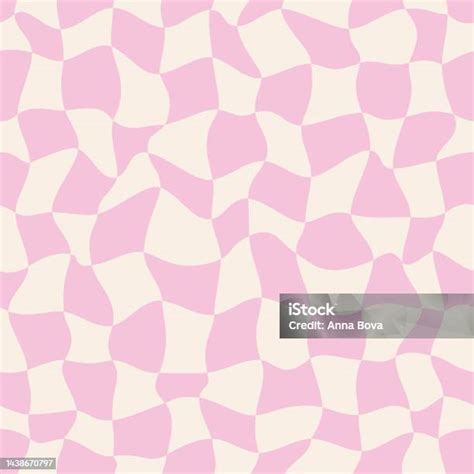 Y2k Seamless Pattern With Chess Wave Distorted Checkered Vector Background In Trendy Retro