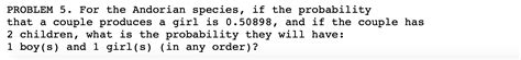 Solved Problem 5 For The Andorian Species If The