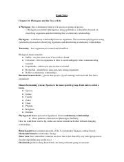 BIO Exam Notes Ch Pdf Exam Notes Chapter Phylogeny And The Tree Of Life Phylogeny
