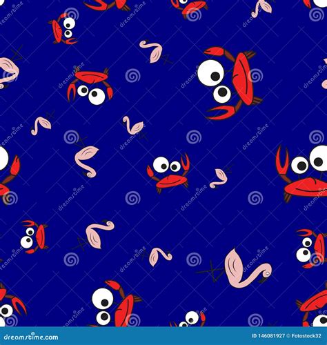 Mod Le Sans Couture Des Crabes Et Des Flamants Dedans Dans Le Style De