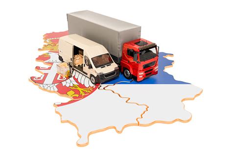 세르비아에서 배송 및 배달 3d 렌더링 흰색 배경에 고립 3차원 형태에 대한 스톡 사진 및 기타 이미지 3차원 형태 개념 개념과 주제 Istock