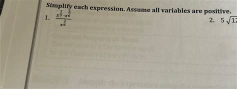 Solved Simplify Each Expression Assume All Variables Are