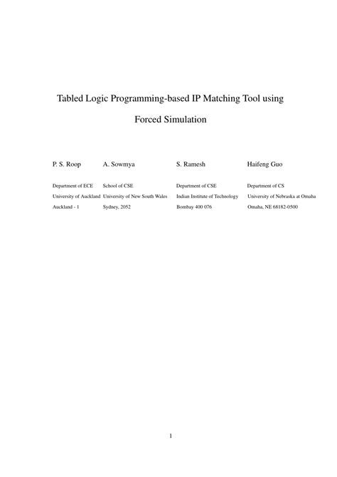 Pdf Tabled Logic Programming Based Ip Matching Tool Using Forced