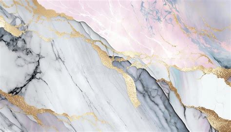 Marble Texture In Soft Pastel Colors With Gold Stock Illustration