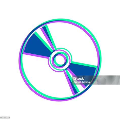 Cd 또는 Dvd 흰색 배경에 두 가지 색상이 오버레이된 아이콘 콤팩트 디스크에 대한 스톡 벡터 아트 및 기타 이미지 콤팩트
