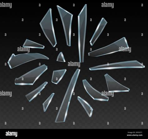 Broken Glass Shards Splinter Of Glass Vector Realistic Clip Art On