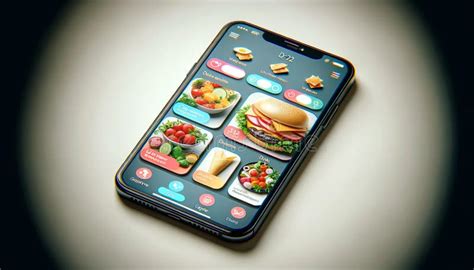 A Cell Phone With A Menu Of Food Options Displayed On The Screen Stock
