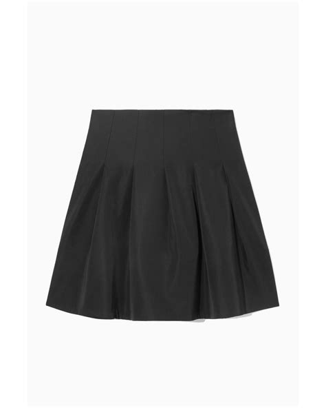 Cos Voluminous Pleated Satin Mini Skirt In Black Lyst