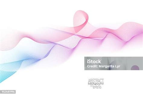 흰색 바탕에 흐르는 웨이브 패턴입니다 벡터 추상 자주색 분홍색 빨간색 파란색 흔들며 라인 라인 아트 우아한 디자인 요소입니다 다채로운 곱슬 파도 리본 모방입니다 Eps10