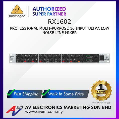 Behringer Rx1602 V2 Professional Multi Purpose 16 Input Ultra Low Noise Line Mixer