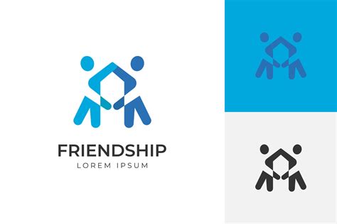 Silhouette Two Friends Logo Design For People Teamwork Concept Icon