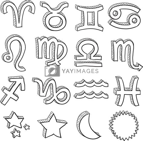 Zodiac Symbol Set Vector Sketch By Lhfgraphics Vectors And Illustrations