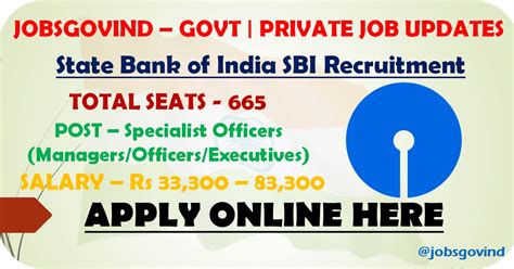 State Bank Of India Sbi So Recruitment 2022 For 665 Specialist Officers