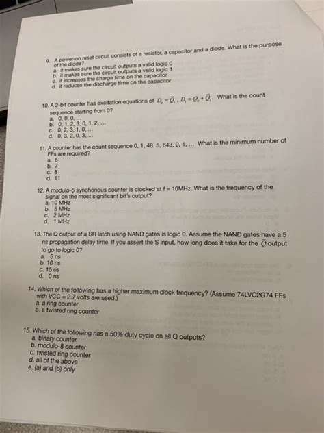 Solved 9 A Power On Reset Circuit Consists Of A Resistor A Chegg Com