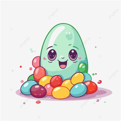 Jelly Bean Vector Sticker Clipart Cute Cartoon Egg Amidst Candy And