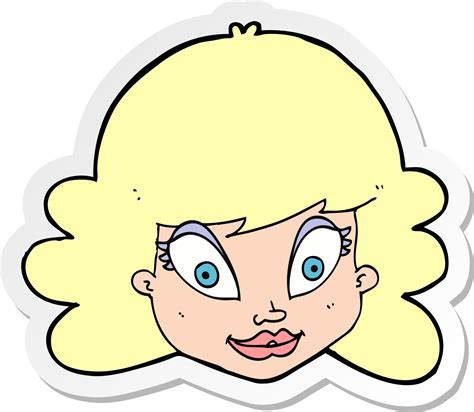 Sticker Of A Cartoon Happy Female Face 45274154 Png