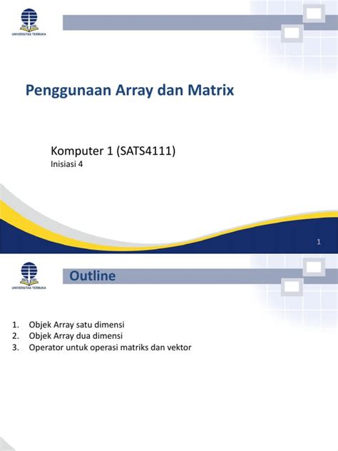 Inisiasi 4 Penggunaan Array Dan Matrix Pdf