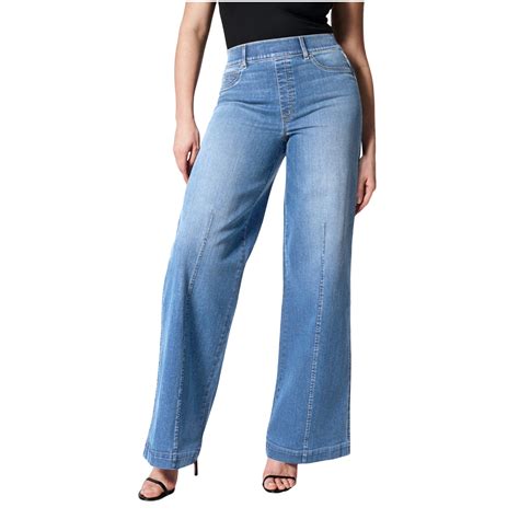 Lenpel Womens Wide Leg Jeans Trendy High Waisted Pull On Stretchy