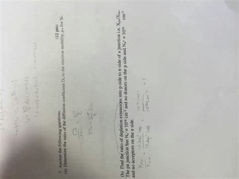 Solved Determine The Ratio Of The Diffusion Coefficient Dn