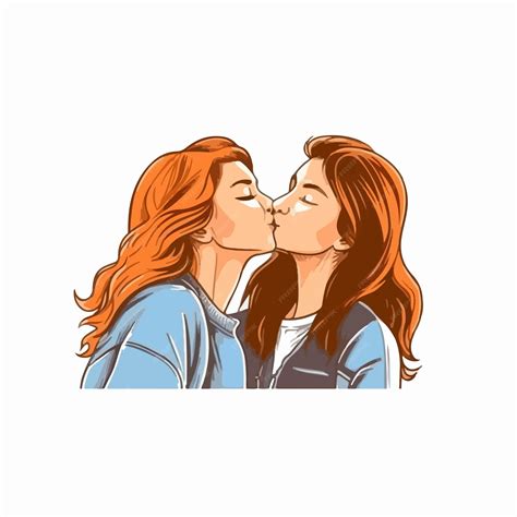 Premium Vector Portrait Of Lesbian Couple Being Loving And Happy Two