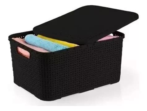 Caja organizadora de ratán con tapa litros Arqplast MercadoLibre