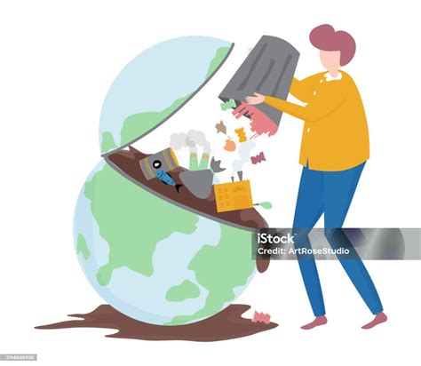 지구 오염의 생태학 개념 평면 디자인 벡터 일러스트 레이 션 그래픽 및 웹 디자인 0명에 대한 스톡 벡터 아트 및 기타 이미지