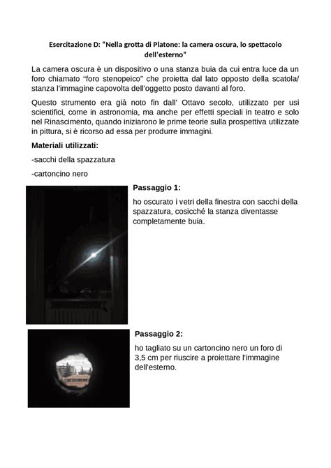 Lavoro Del Workshop Di Fotografia Docsity