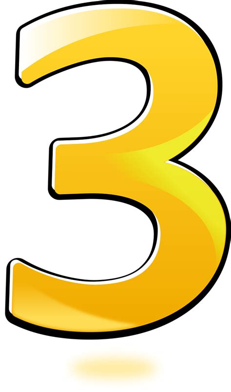 Yellow Number 3 Cake Topper With Black Outline