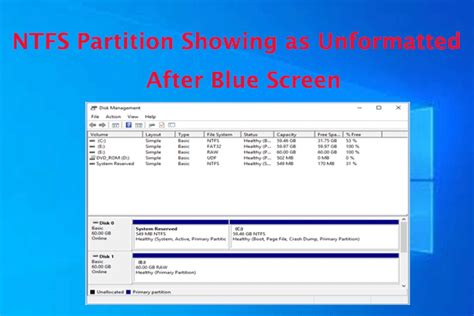 Ntfs Partition Showing As Unformatted After Blue Screen Fix It