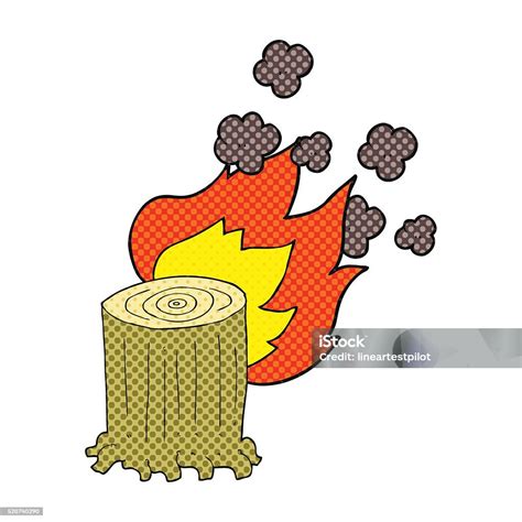 Kartun Pohon Tunggul Terbakar Ilustrasi Stok Unduh Gambar Sekarang