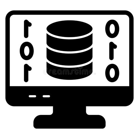disks on monitor screen solid icon data encryption and storage concept vector graphics stock