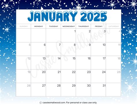 Blank 2025 Jan Calendar Blank Eliza Harriott