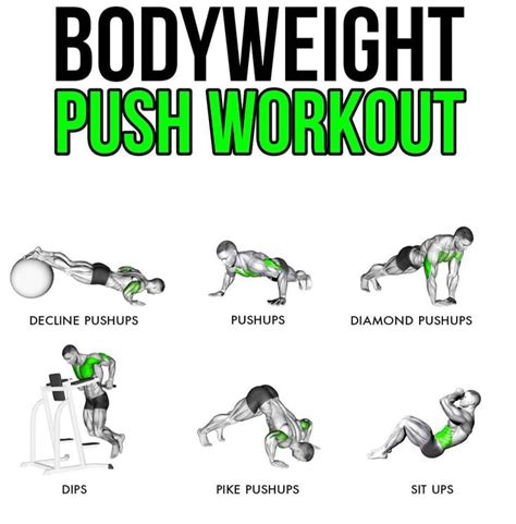 Push Day Bodyweight Workout Chest Bodyweight Workout Push Up Arm