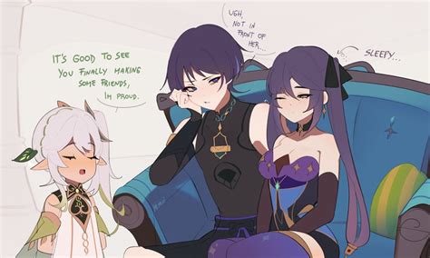 Mona Scaramouche Nahida Wanderer And Mona Genshin Impact Drawn By Memeh Danbooru