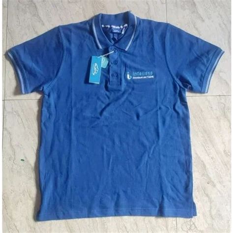 Male Cotton Blue Half Sleeves Men T Shirt Polo Neck At ₹ 100piece In Pune