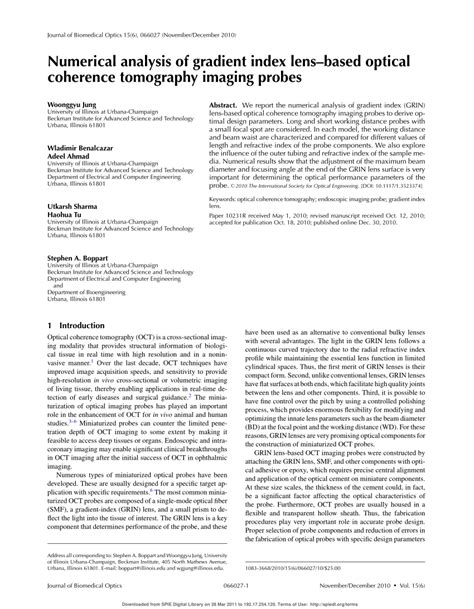 Pdf Numerical Analysis Of Gradient Index Lensbased Optical Coherence