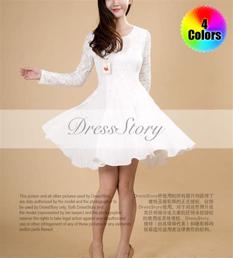 White Lace Chiffon Dress White Fit And Flare Dress By Dressstory