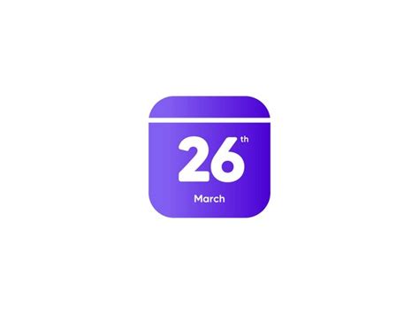 Premium Vector 26th March Calendar Date Month Icon With Gradient Color Flat Design Style