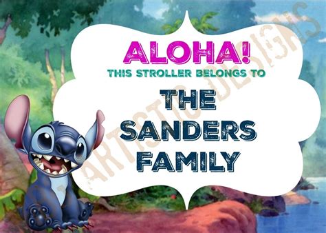 Stroller Tag Custom Personalized Disney Lilo And Stitch Vacation Tag