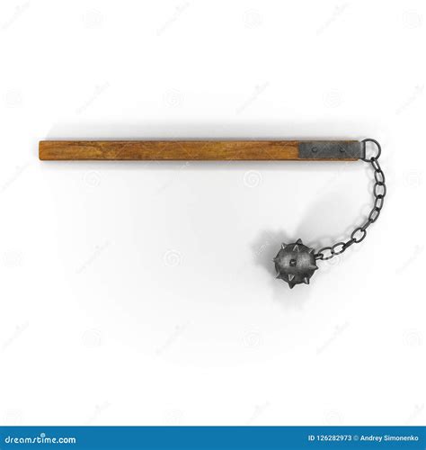 Flail With Spiked Ball Isolated On The White Background Vector Knight