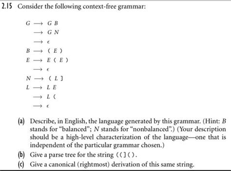 Solved Consider The Following Context Free Grammar G Chegg
