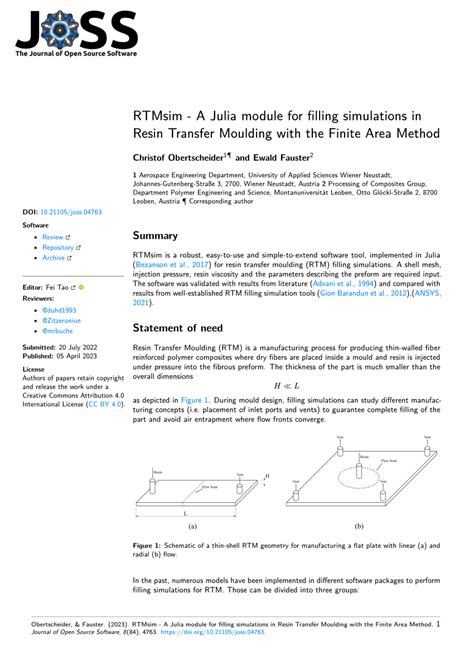 Pdf Rtmsim A Julia Module For Filling Simulations In Resin Transfer