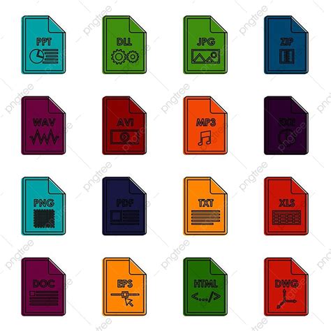 File Format Vector Png Images File Format Icons Set App Set Line