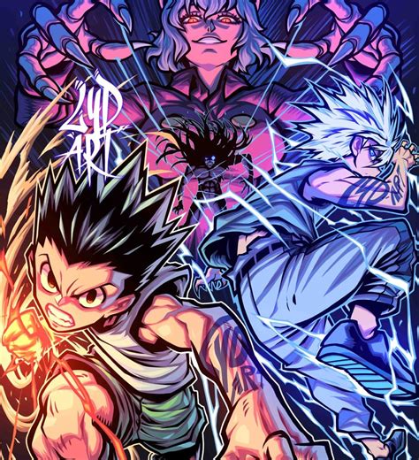 Killua Zoldyck Gon Freecss Neferpitou And Kite Hunter X Hunter