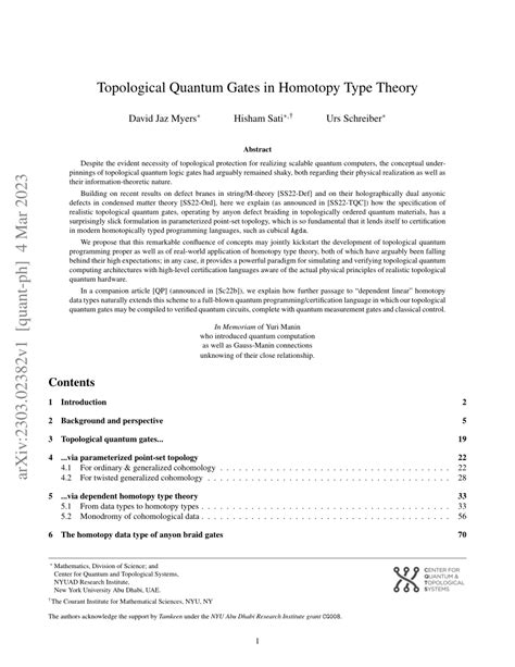 Pdf Topological Quantum Gates In Homotopy Type Theory