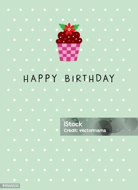 신선한 컵 케 익 생일 인사말 카드 벡터입니다 신선한 머핀 생일 인사말 카드 벡터입니다 귀여운에 대한 스톡 벡터 아트 및 기타
