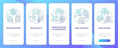 Data Lake Key Concepts Blue Gradient Mobile App Screen Technology Walkthrough 5 Steps Graphic