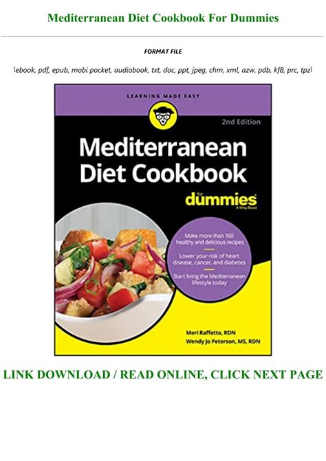 Read Download Mediterranean Diet Cookbook For Dummies Full Audiobook