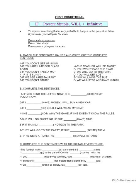 First Conditional Grammar Exercises Pdf