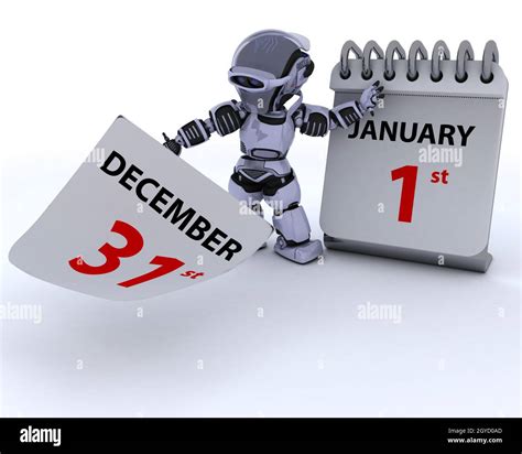 3D Render Of A Robot With A Calender Stock Photo Alamy